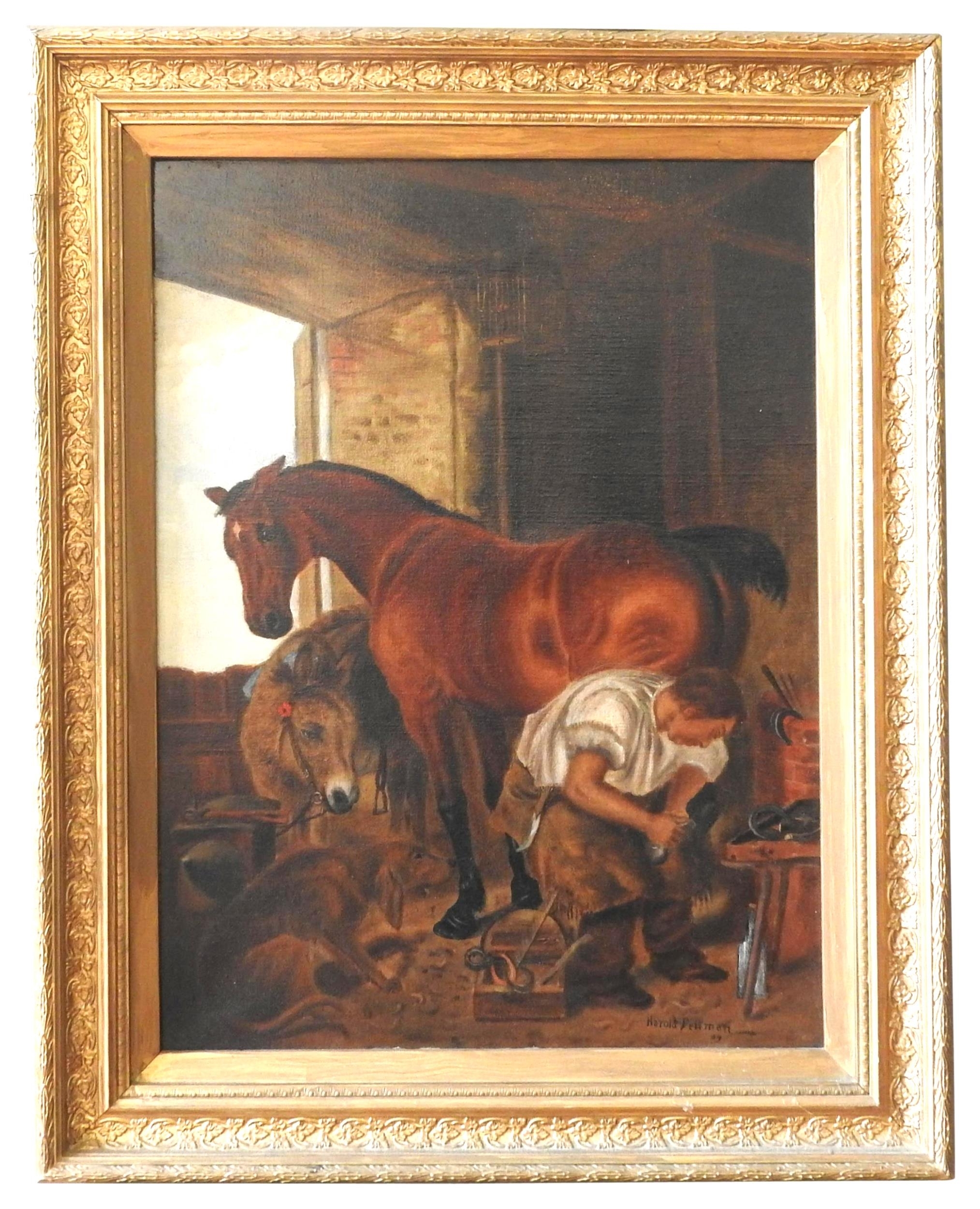 Edwin Landseer | SHOEING THE BAY MARE | MutualArt