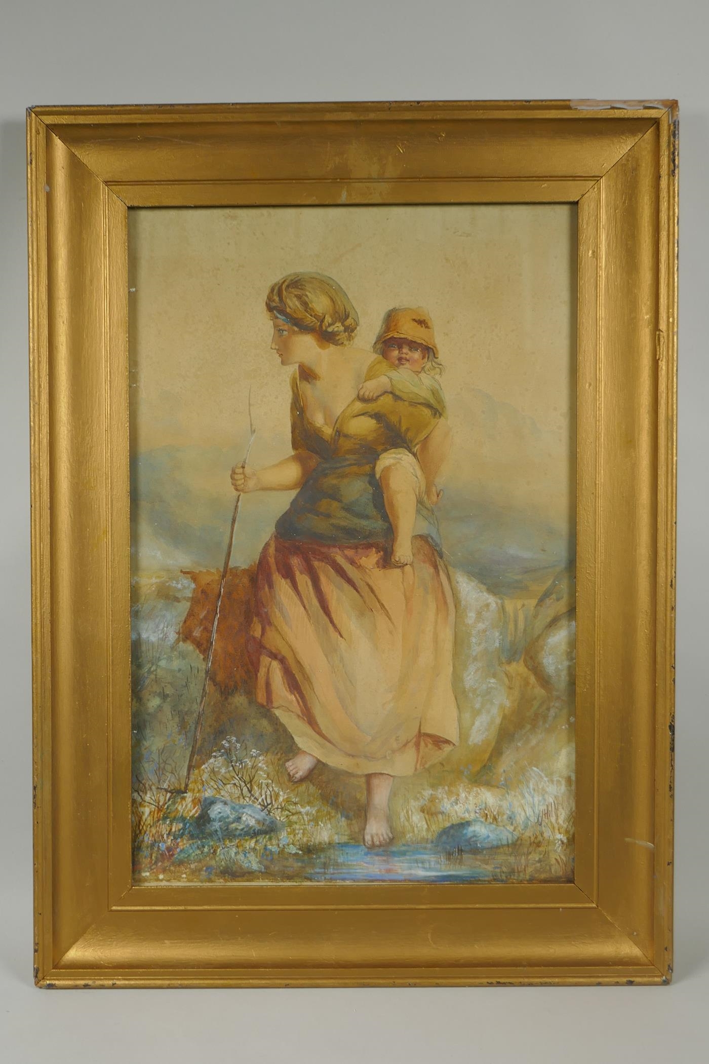 James Hill | Peasant woman and child by a stream, signed J | MutualArt