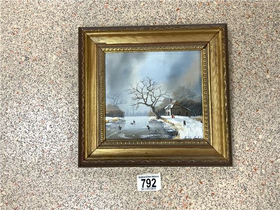 Charles Comber | CHARLES COMBER OIL ON PANEL WNITER SCENE 26 X 25CM ...