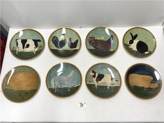 Warren Kimble | SET OF EIGHT WARREN KIMBLE BARNYARD ANIMAL DECORATED ...