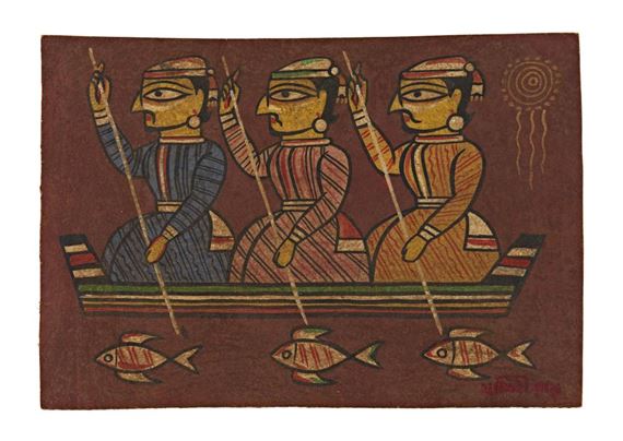 Jamini Roy | THREE FISHERMAN | MutualArt