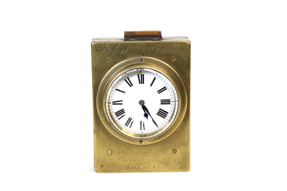 John Walker | An English 19th century brass bound travelling clock ...