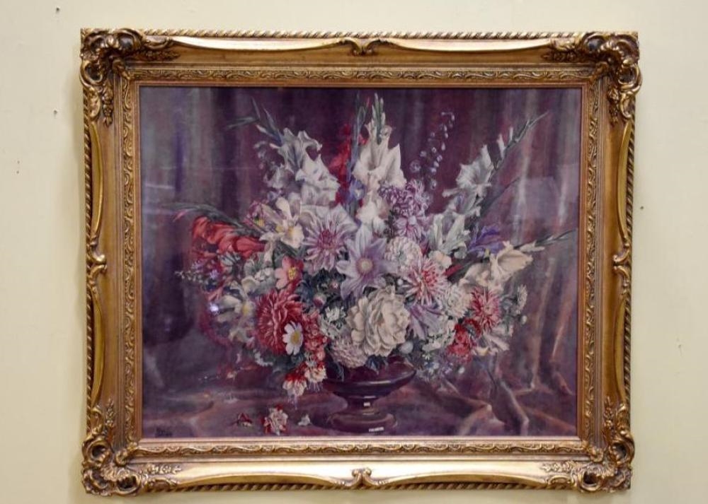 Allan Thomas Bernaldo | Still life floral against the curtains | MutualArt