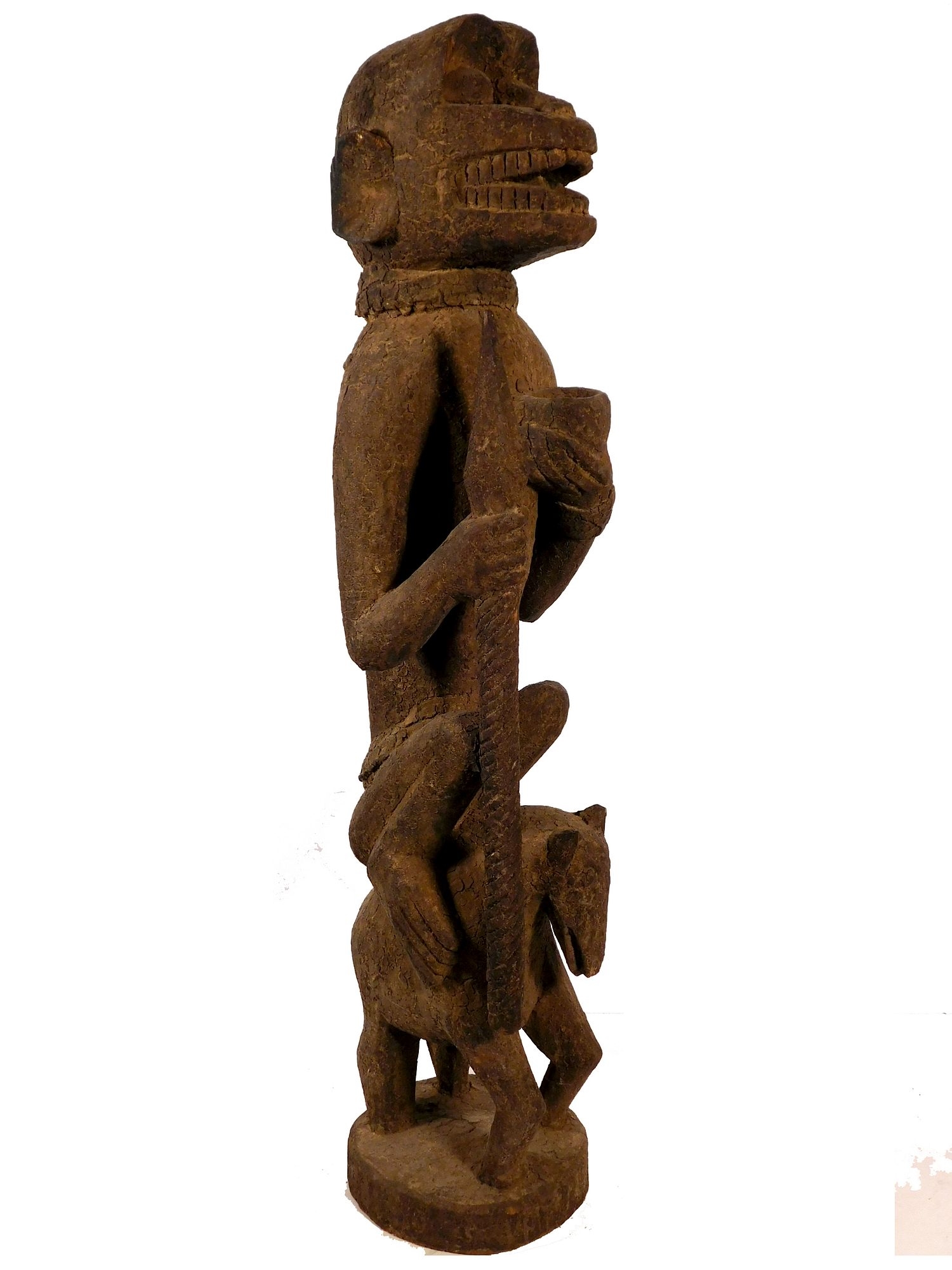 African School, 19th Century | Baule monkey figure, holding a vessel ...