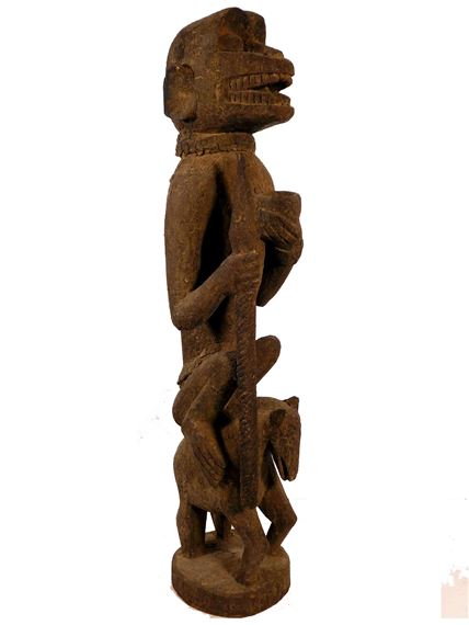 African School, 19th Century | Baule monkey figure, holding a vessel ...