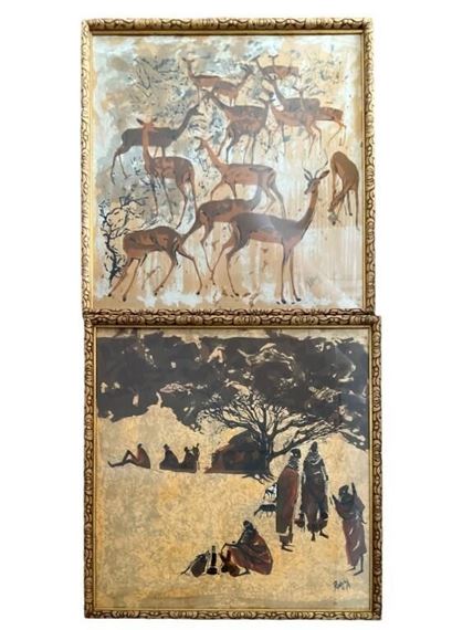 Robin Anderson | 2 Robin Anderson Framed African Batik | MutualArt