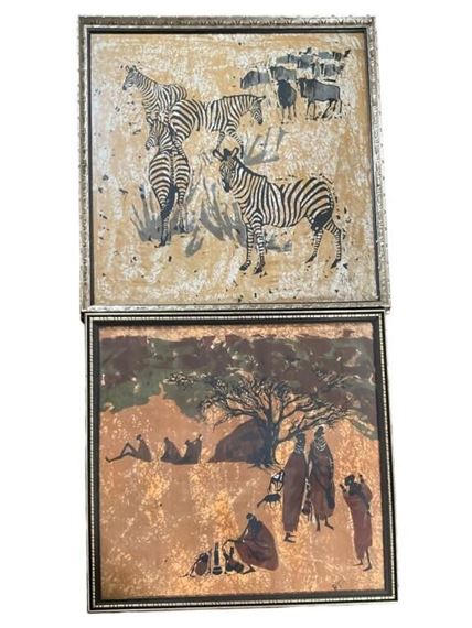 Robin Anderson | 2 Large Robin Anderson African Style Batik Art | MutualArt