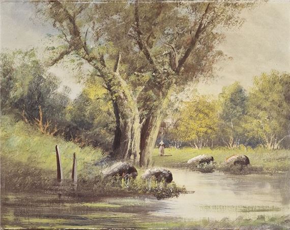 L. Henry | Animated landscapes PAIR OF OIL PAINTINGS | MutualArt