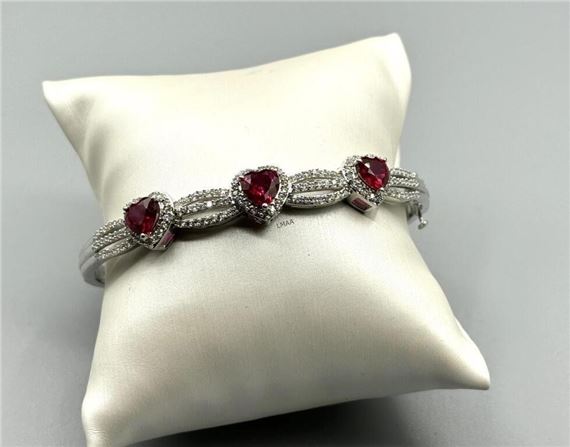 Sterling | RUBY AND DIAMOND STYLE CUFF IN STERLING | MutualArt