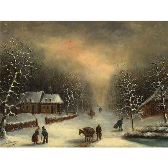 Louis-Claude Malbranche | A winter landscape with a woman and her ...