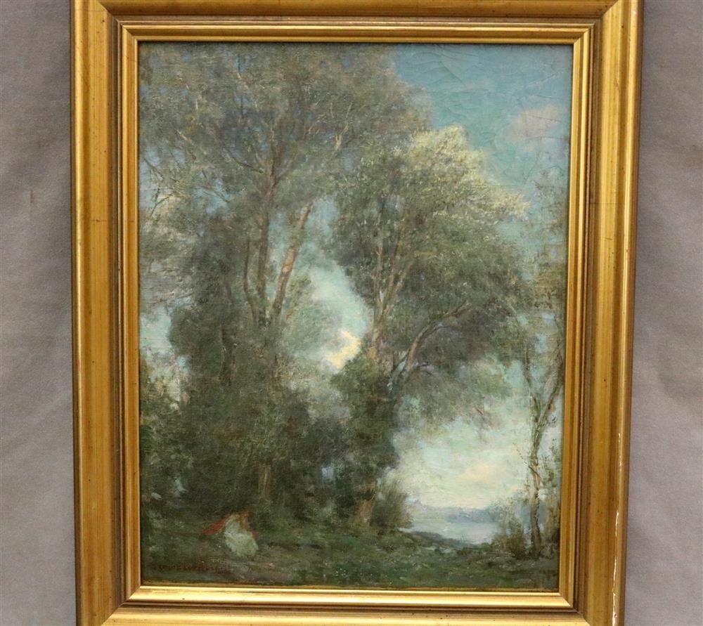 Louis Loeb | Seated Figure in a Wooden Landscape Setting | MutualArt