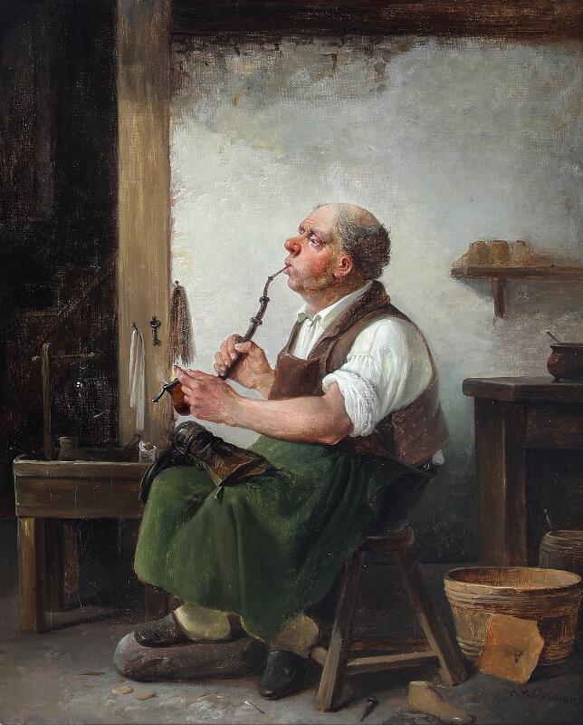 Christian Andreas Schleisner | A cobbler lights a pipe of tobacco (1997 ...