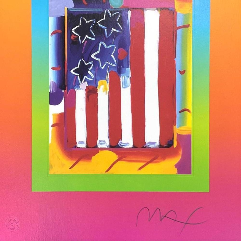 Peter Max | Peter Max, Flag with Heart on Blends III Framed Limited ...