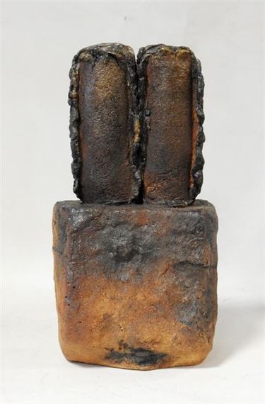 Gérard Brossard | - La Borne Stoneware vase with two mouths on a ...