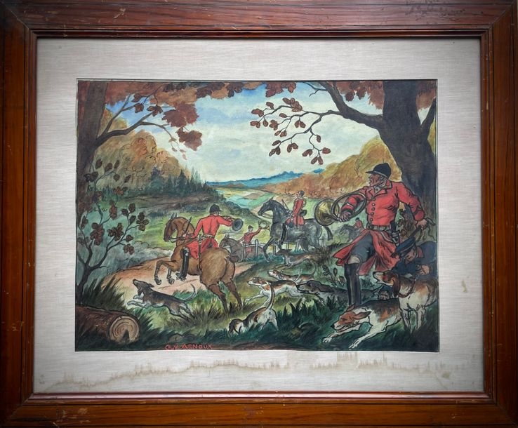 Guy Arnoux | Guy ARNOUX (1886-1951) Hunting Gouache and watercolor on ...