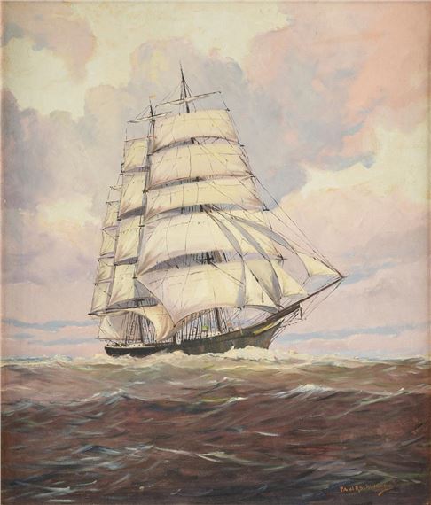 Paul R. Schumann | Ship at Full Sail, (20th Century) | MutualArt