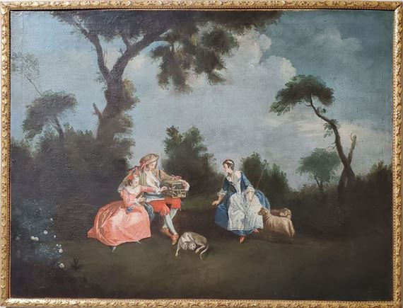 Nicolas Lancret | Scène galante à la cage aux oiseaux (18th Century ...