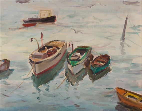 Carl William Peters | Boats in a Harbor | MutualArt