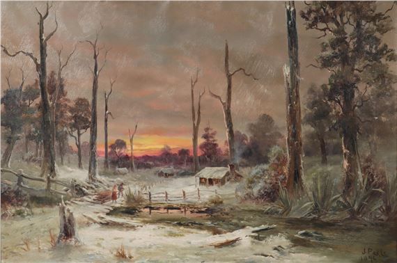 James Peele | Gathering Wood at Sunset (1896) | MutualArt