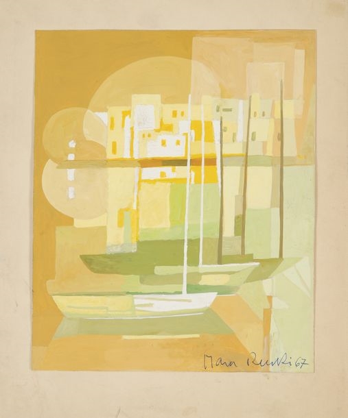Mara Rucki | Sailboats in the harbor (1967) | MutualArt