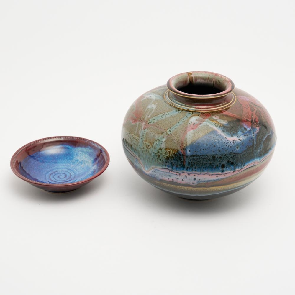 Arnaud Barraud | A LARGE ARNAUD BARRAUD GLAZED VASE WITH BOWL W.30CM ...