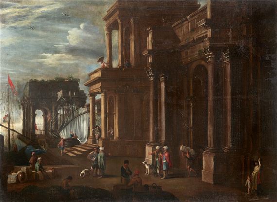 Alessandro Salucci | Architectural capriccio with figures (Early 18th ...