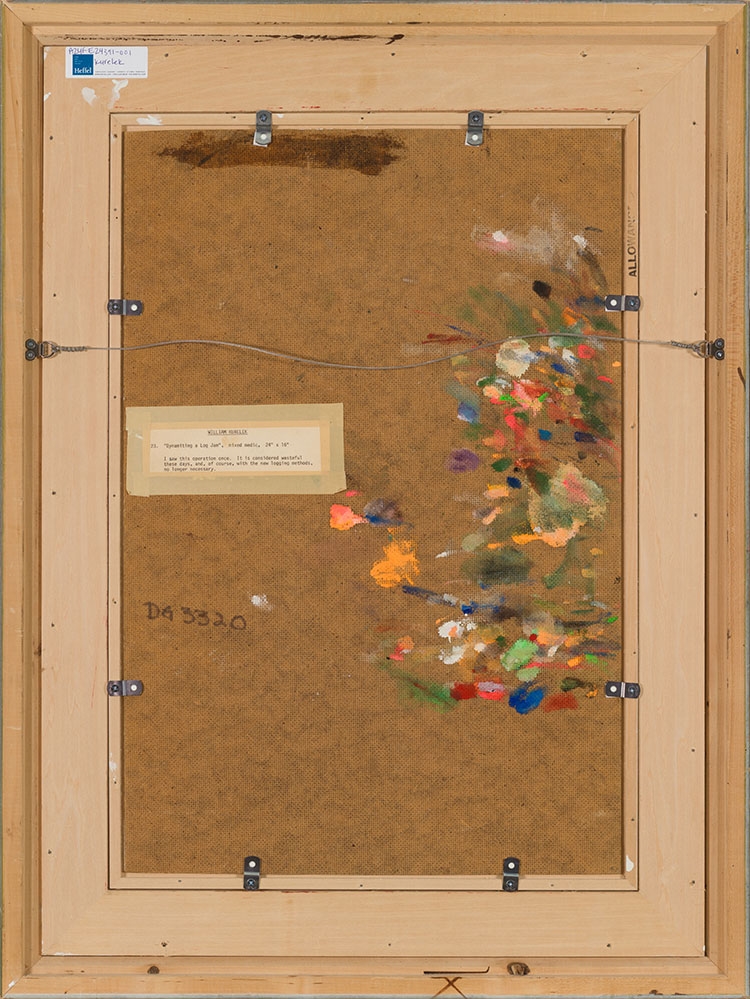 William Kurelek | Dynamiting the Log Jam (1973) | MutualArt