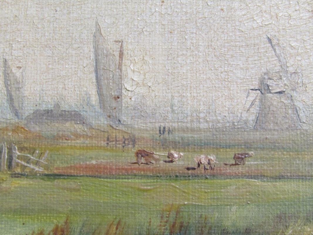 Charles Frederick Rump | Framed C F Rump oil on canvas with windmills ...