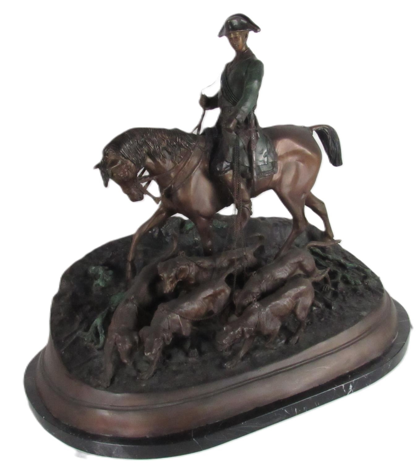 Pierre-Jules Mene | Bronze depicting a Huntsman on horseback leading a ...
