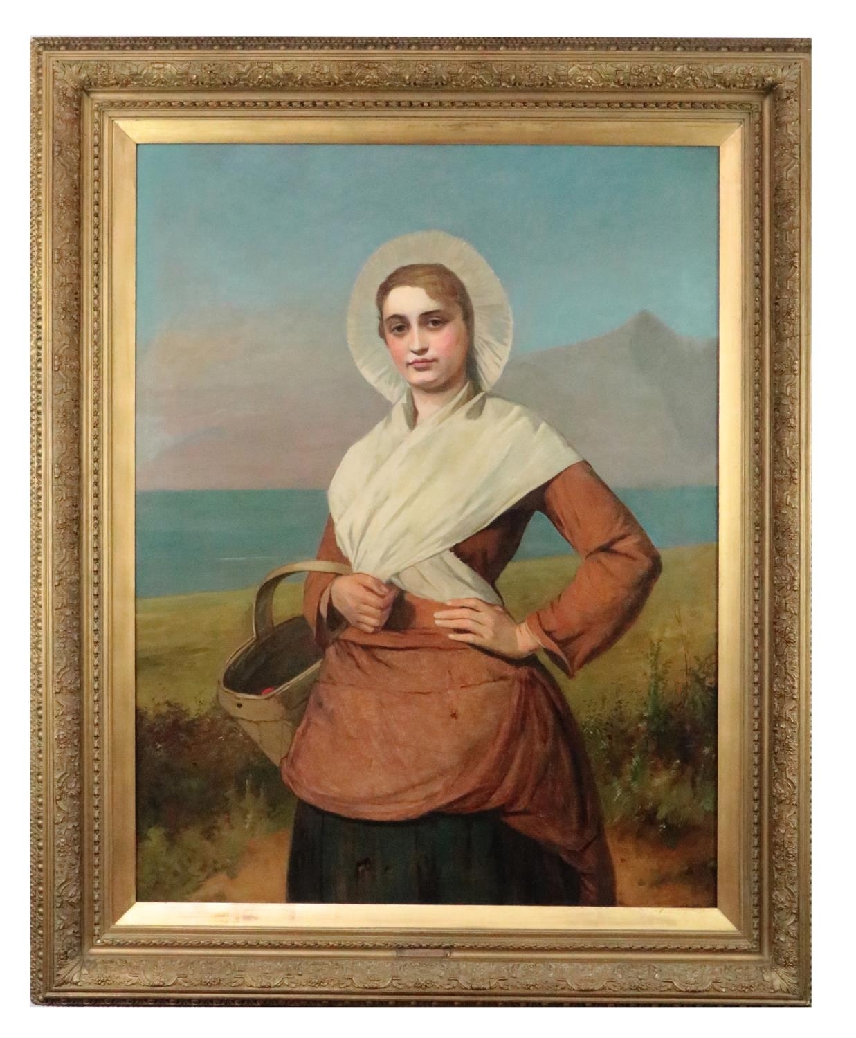 Charles Sillem Lidderdale | Portrait of a Country Girl with bonnet ...