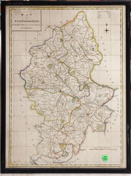Staffordshire | Antique Tinted Map Engraving of Staffordshire Framed 20 ...