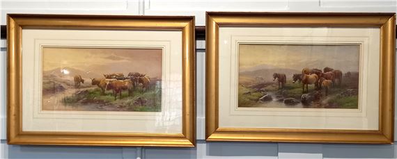 Thomas Rowden | ponies and cattle on moorland | MutualArt