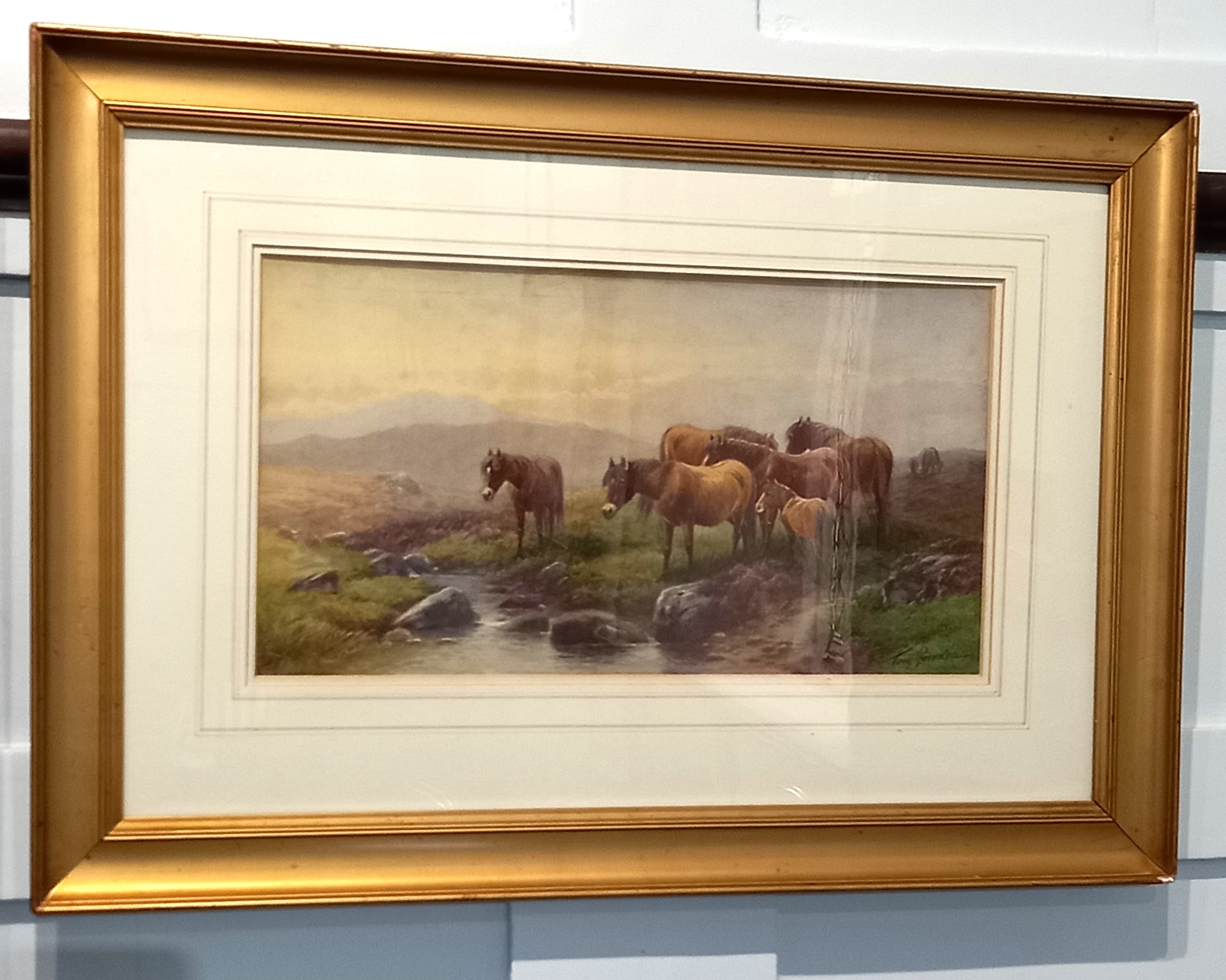 Thomas Rowden | ponies and cattle on moorland | MutualArt