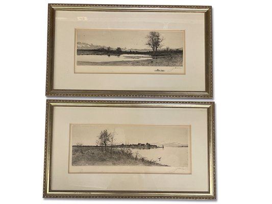 Alfred J. Haller | Landscape with River and Stone-Chimneyed Cottage ...