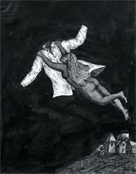 Roland Topor | On a flying coat | MutualArt