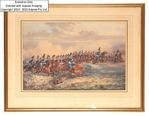 Orlando Norie | The charge of The Carabiniers (6th Dragoon Guards ...
