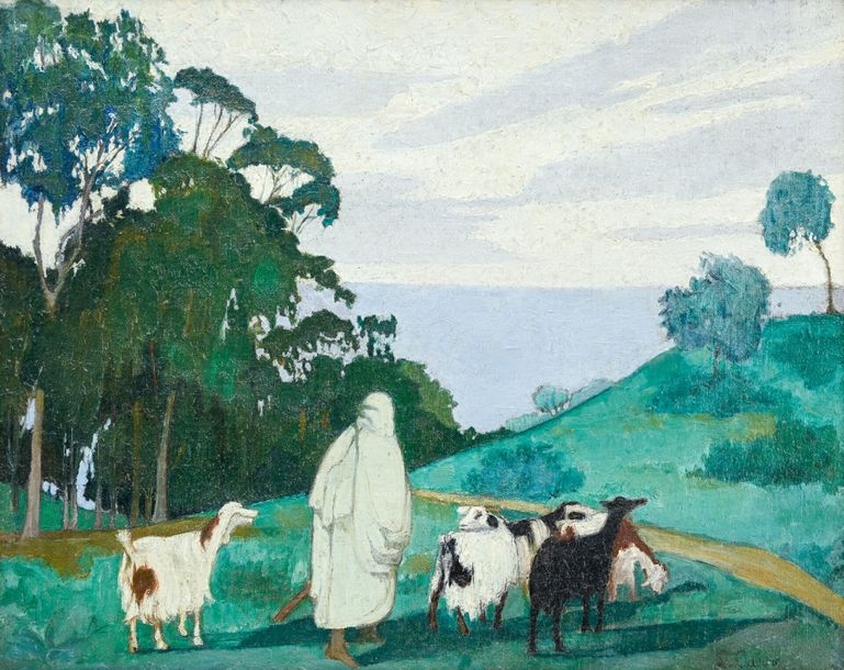 Léon Carré | Léon CARRÉ (1878-1942) Shepherd and his flock in an ...