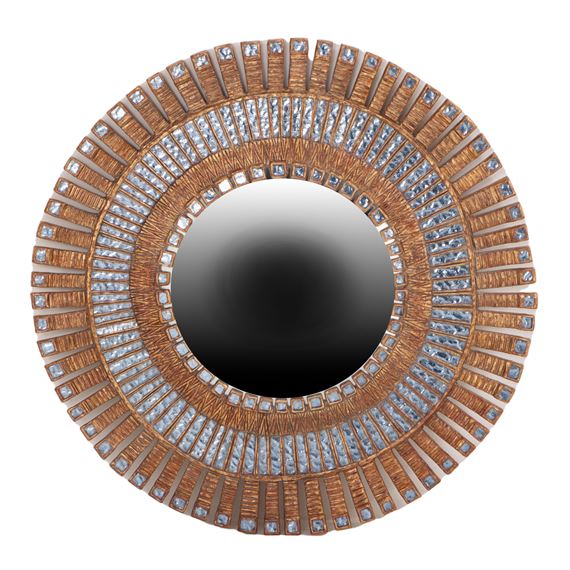 Line Vautrin | Textured blue glass mirror in the manner of Line Vautrin ...