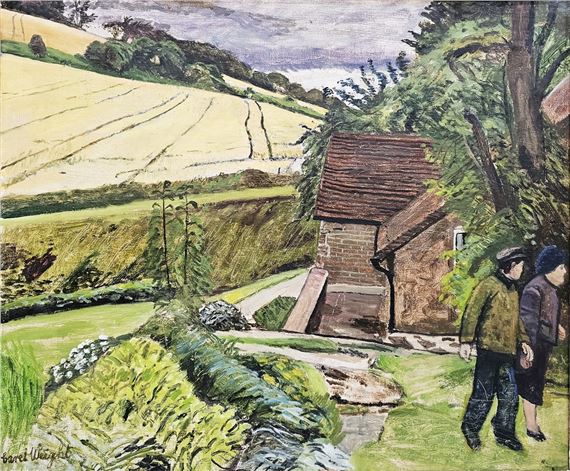 Carel Weight | country scene with two people (1998) | MutualArt