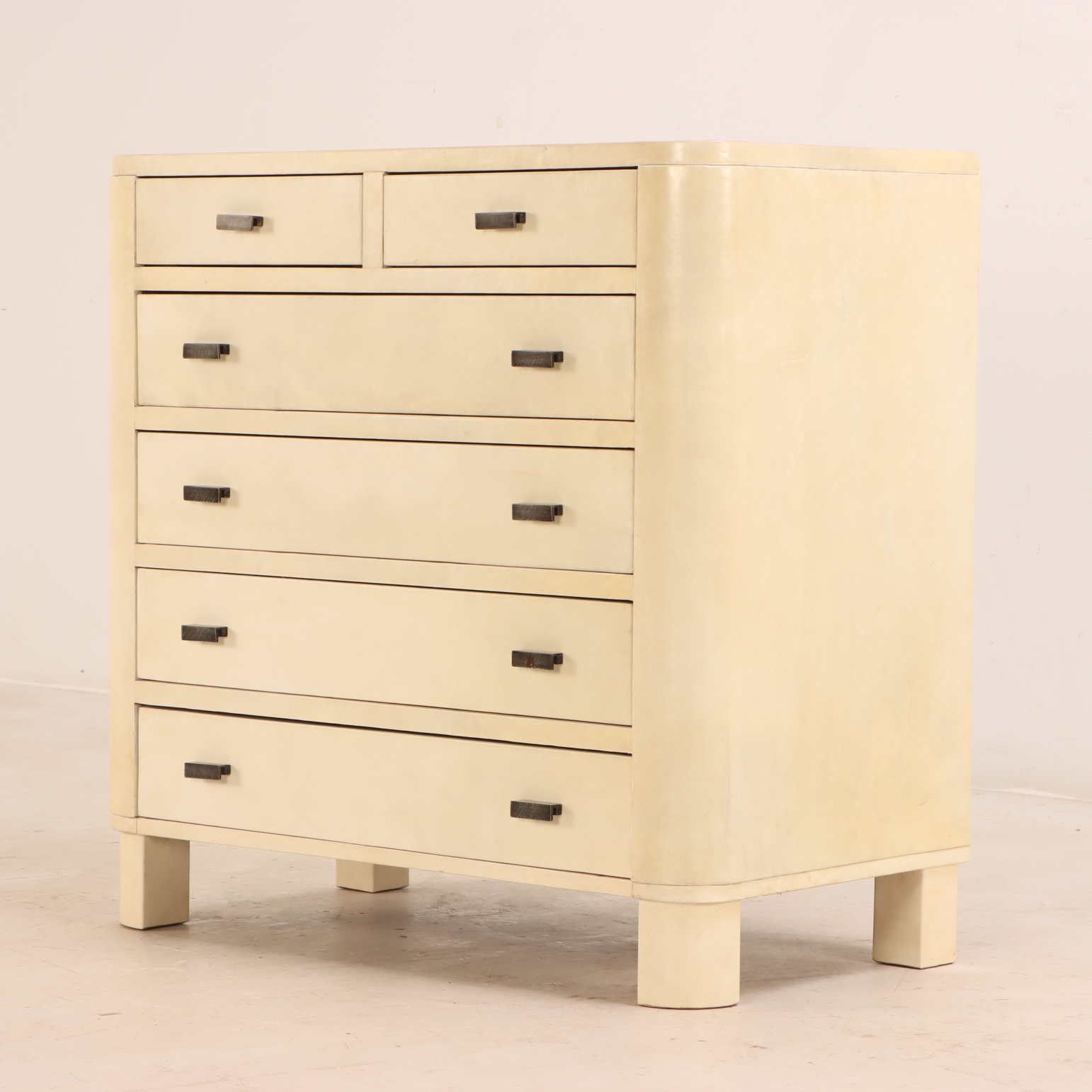Samuel A. Marx | Six drawer parchment covered Art Deco dresser in the ...
