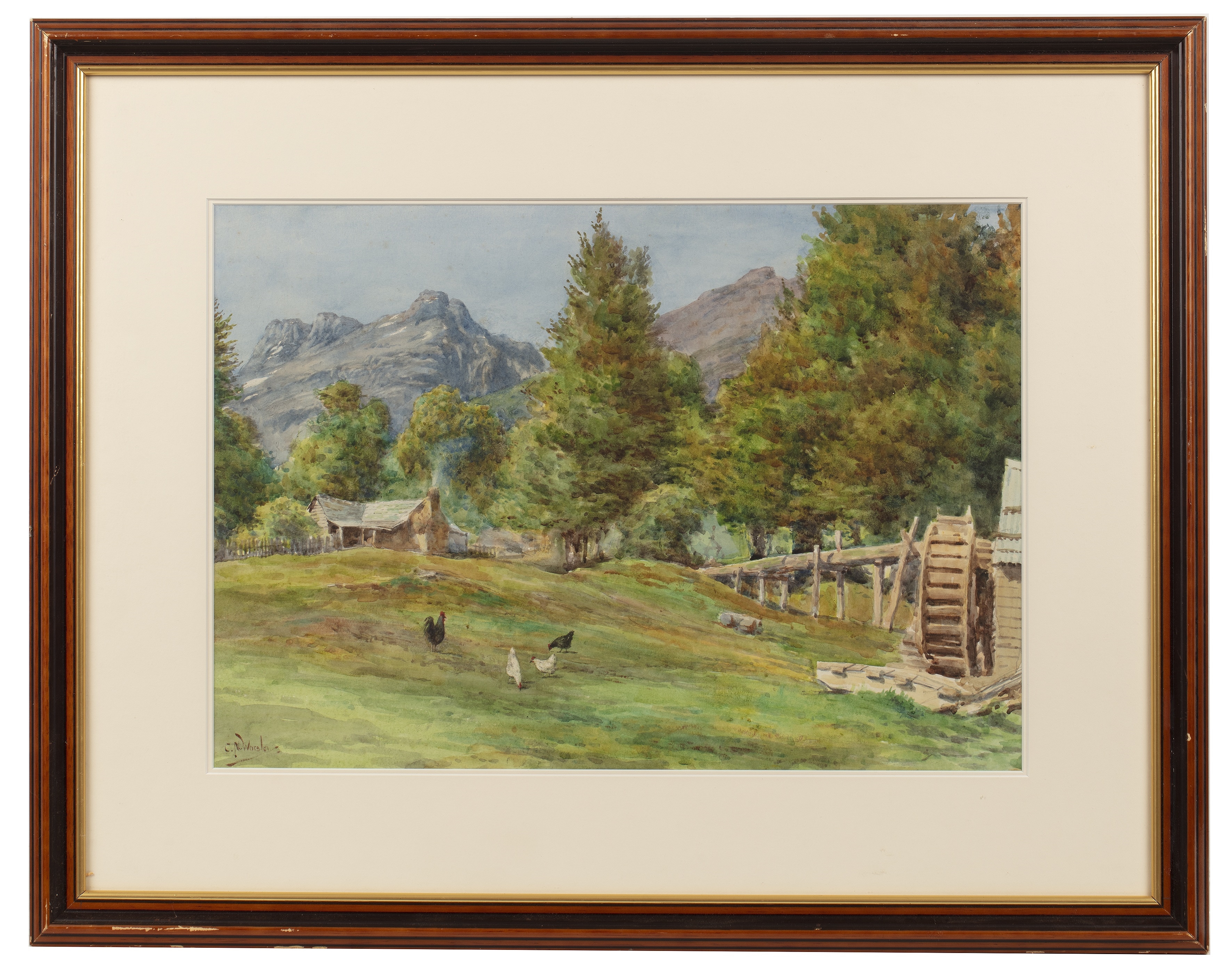 Charles Nathaniel Worsley | A mountainous homestead with chickens (1850 ...