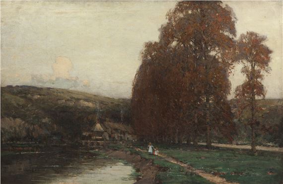 Arthur Meade | Cottages in a river landscape (Circa 1947) | MutualArt