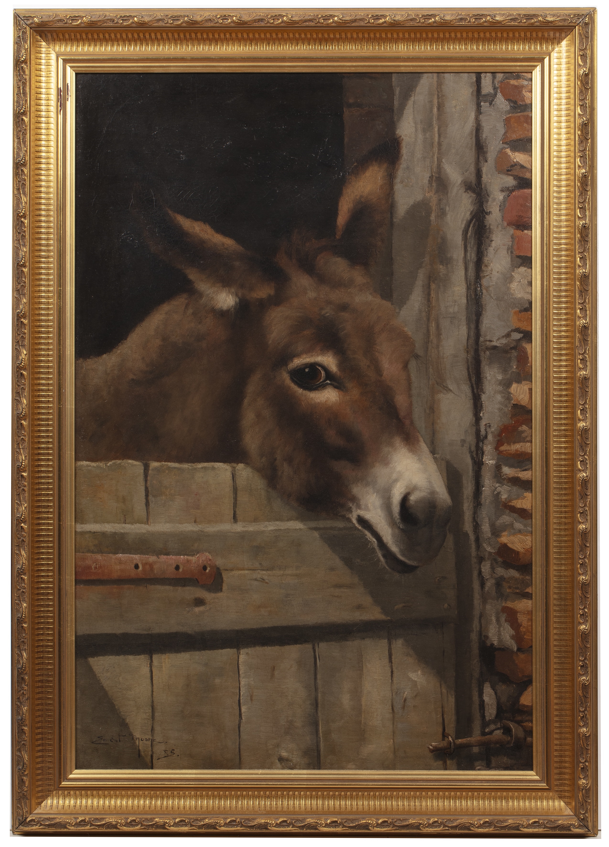 Ernest Moore | A donkey at a stable door (85) | MutualArt