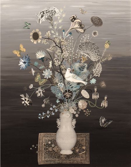 Susan French | White Bird Flower Collage | MutualArt