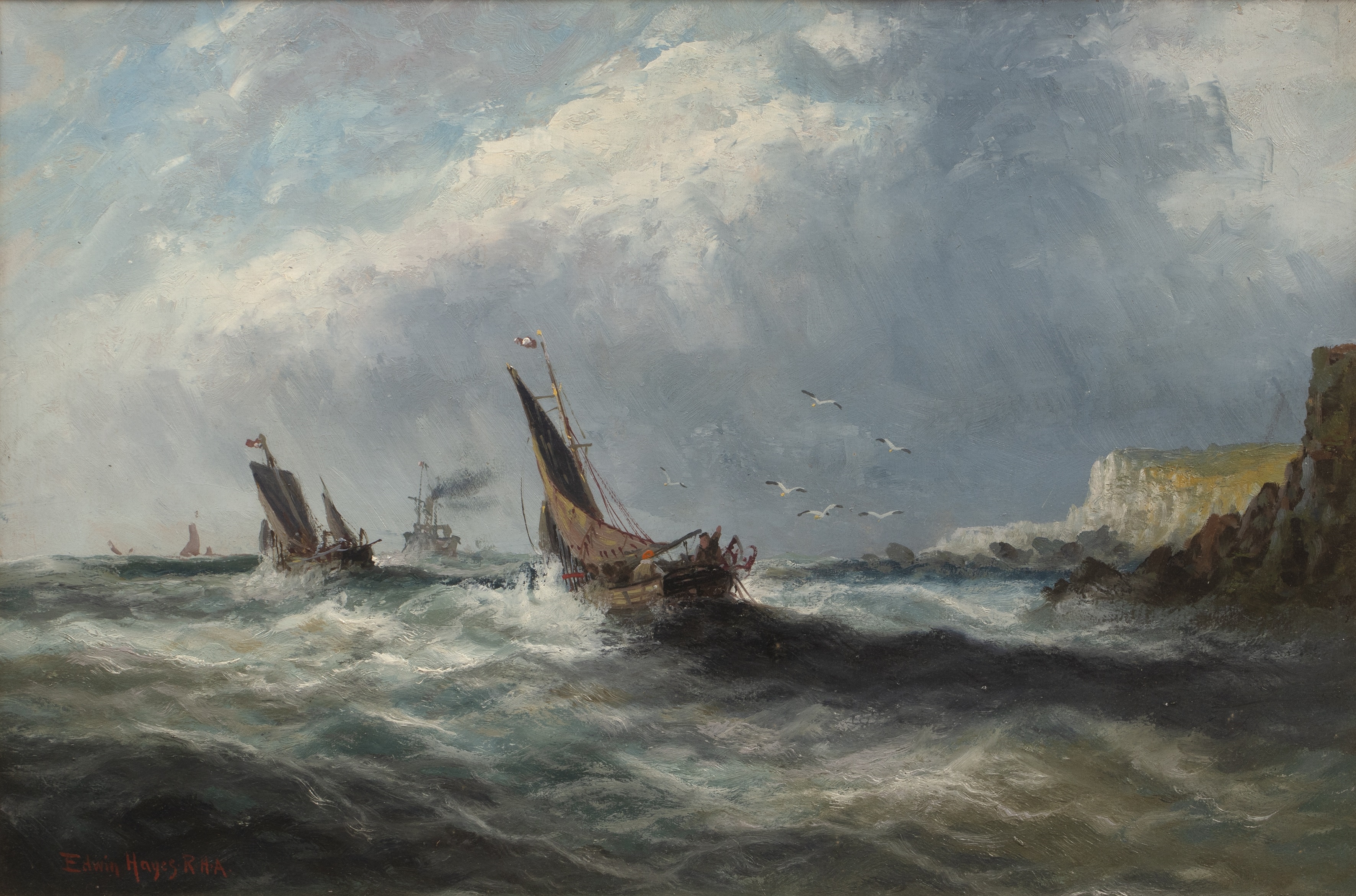 Edwin Hayes | Sailing vessels off the coast (1819 - 1820) | MutualArt