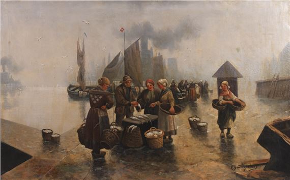 Adolf Constantin Baumgartner-Stoiloff | A Dutch fish market | MutualArt