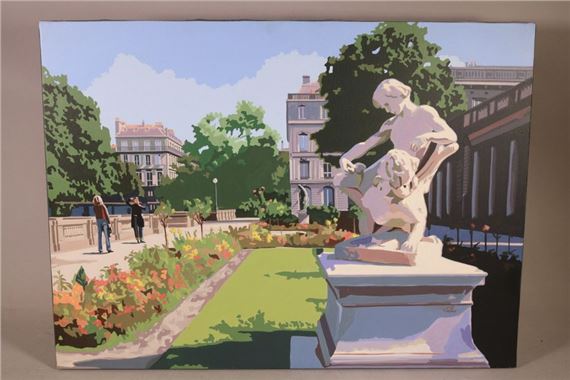 Didier Valliorgue | Public garden Acrylic on canvas signed lower left ...