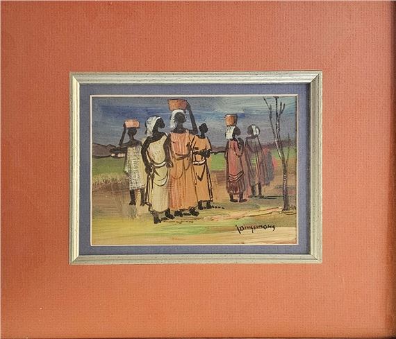 Johannes Wilhelmus Dingemans | CONGOLESE FIGURES IN A GRASSY LANDSCAPE ...