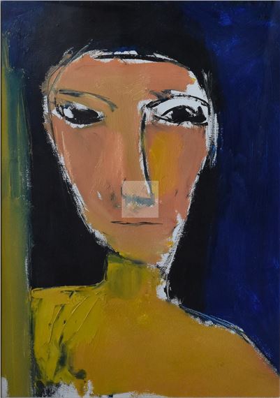 Alejandro Avakian | Portrait sur fond bleu | MutualArt
