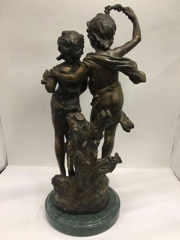 Auguste Moreau | August Moreau Boy And Girl Bronze Sculpture | MutualArt